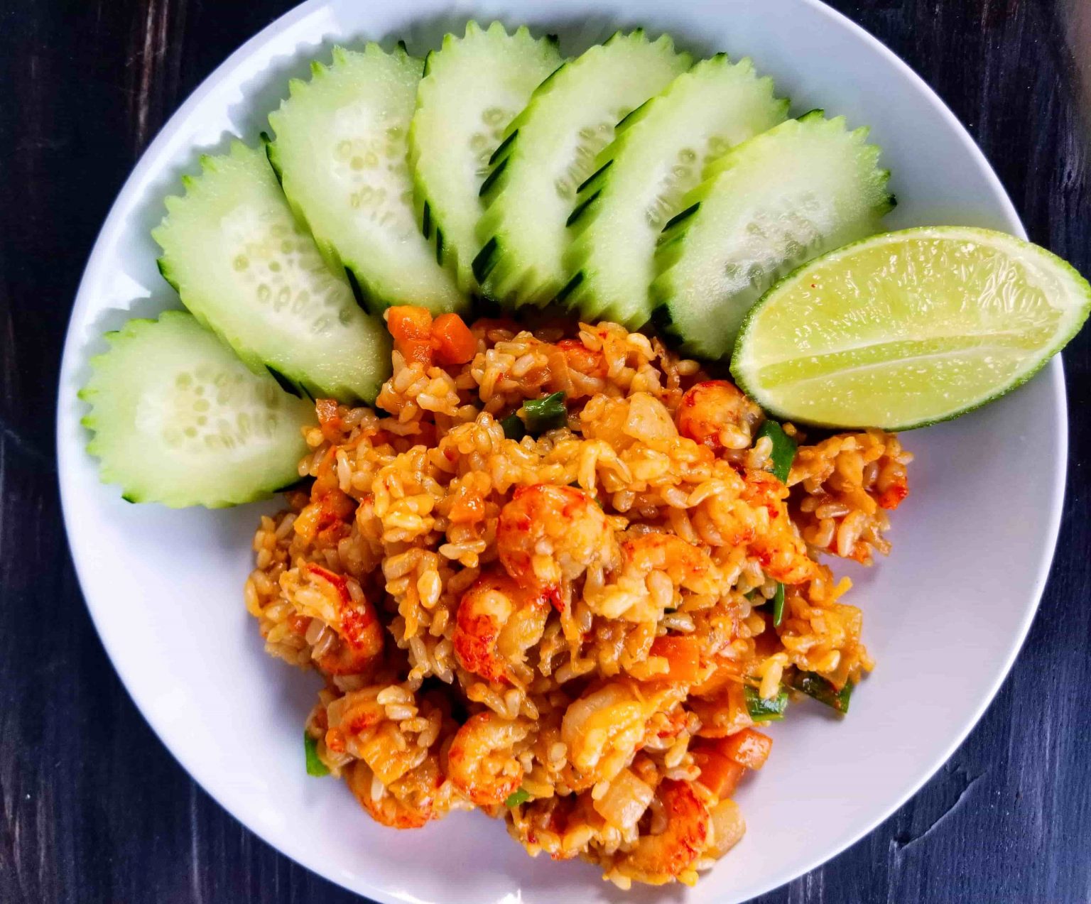 Crawfish Fried Rice, using brown rice - Healthy Thai Recipe