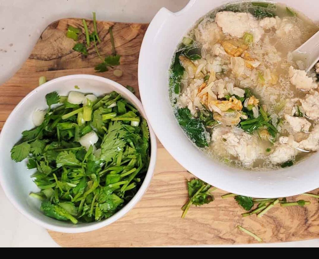 Thai-Moms-Easy-Comforting-Chicken-and-Rice-Soup-Recipe-Overhead-View ...